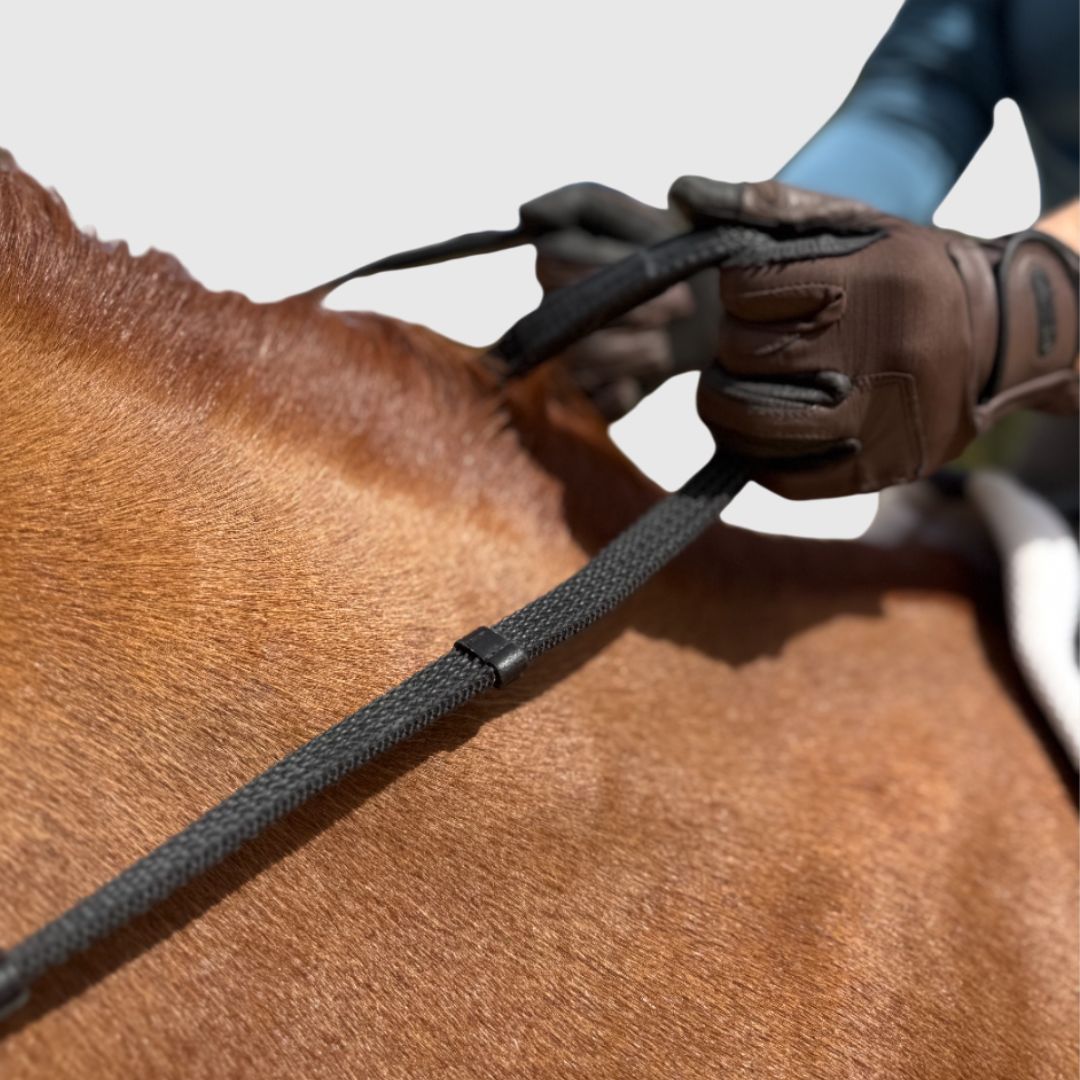 Sure Grip Rubber Reins with 4" Rein Stops-Superb Slim Rubber Woven Gri ...